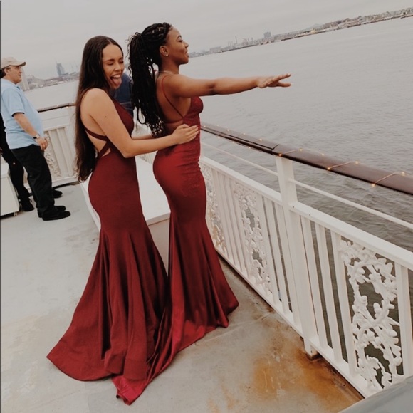 Alyce Paris | Dresses | Sparkly Wine Prom Dress With Train And Open ...